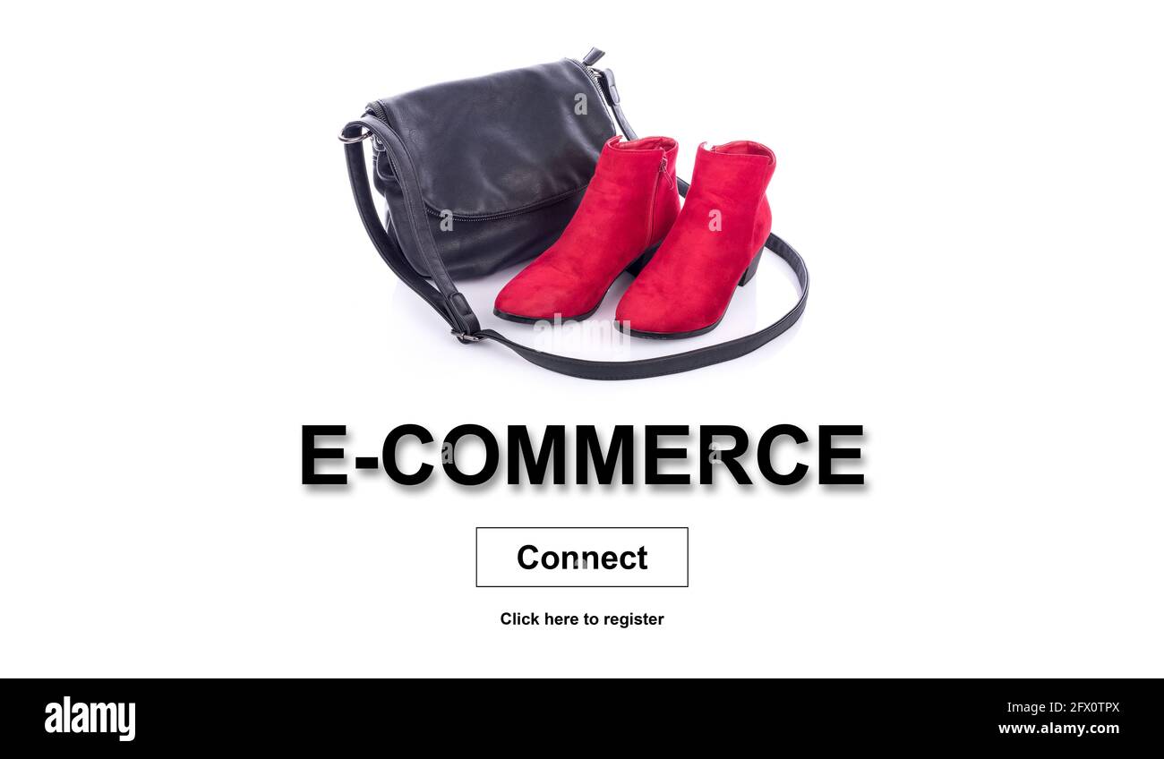 E-commerce concept on white background Stock Photo - Alamy