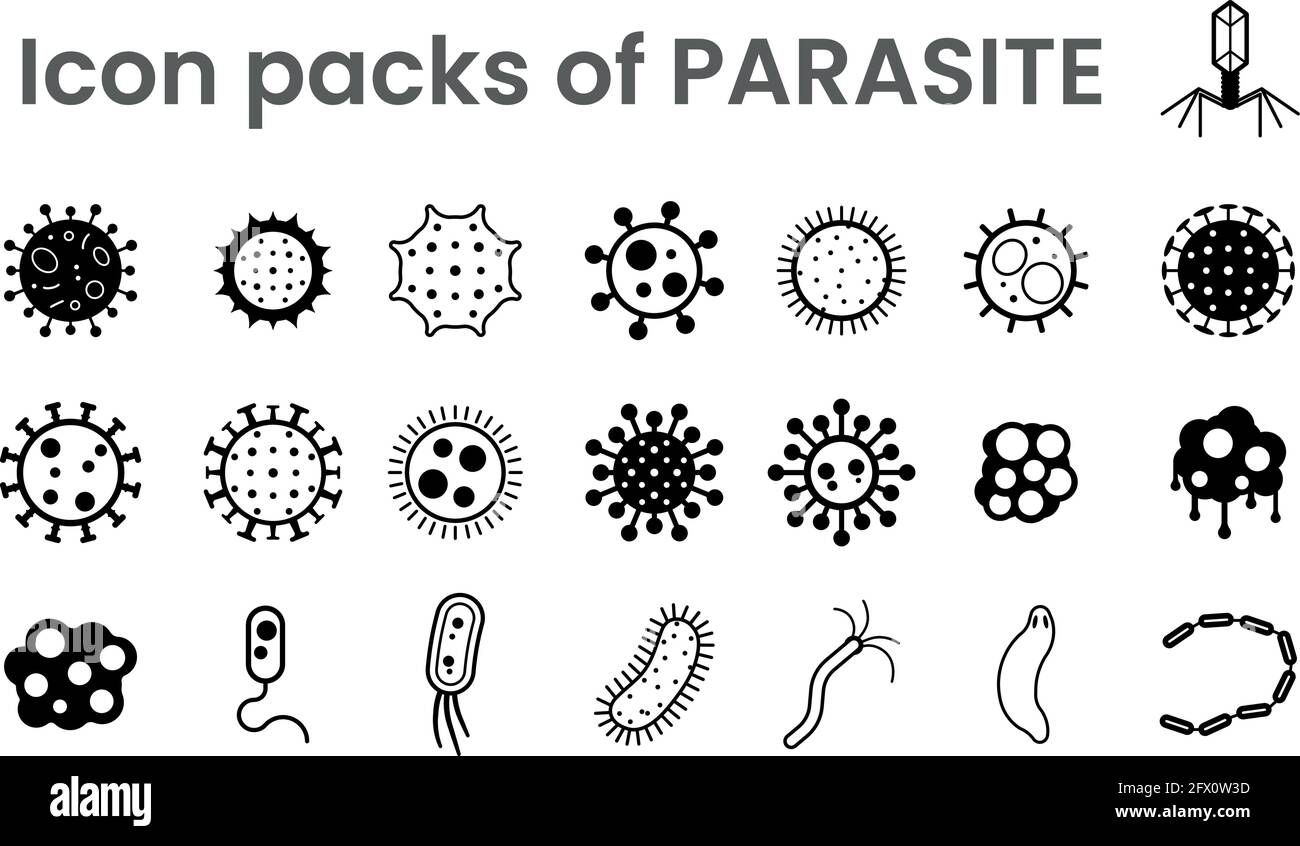 Icon packs of parasite or virus or bacteria or microorganism Stock ...