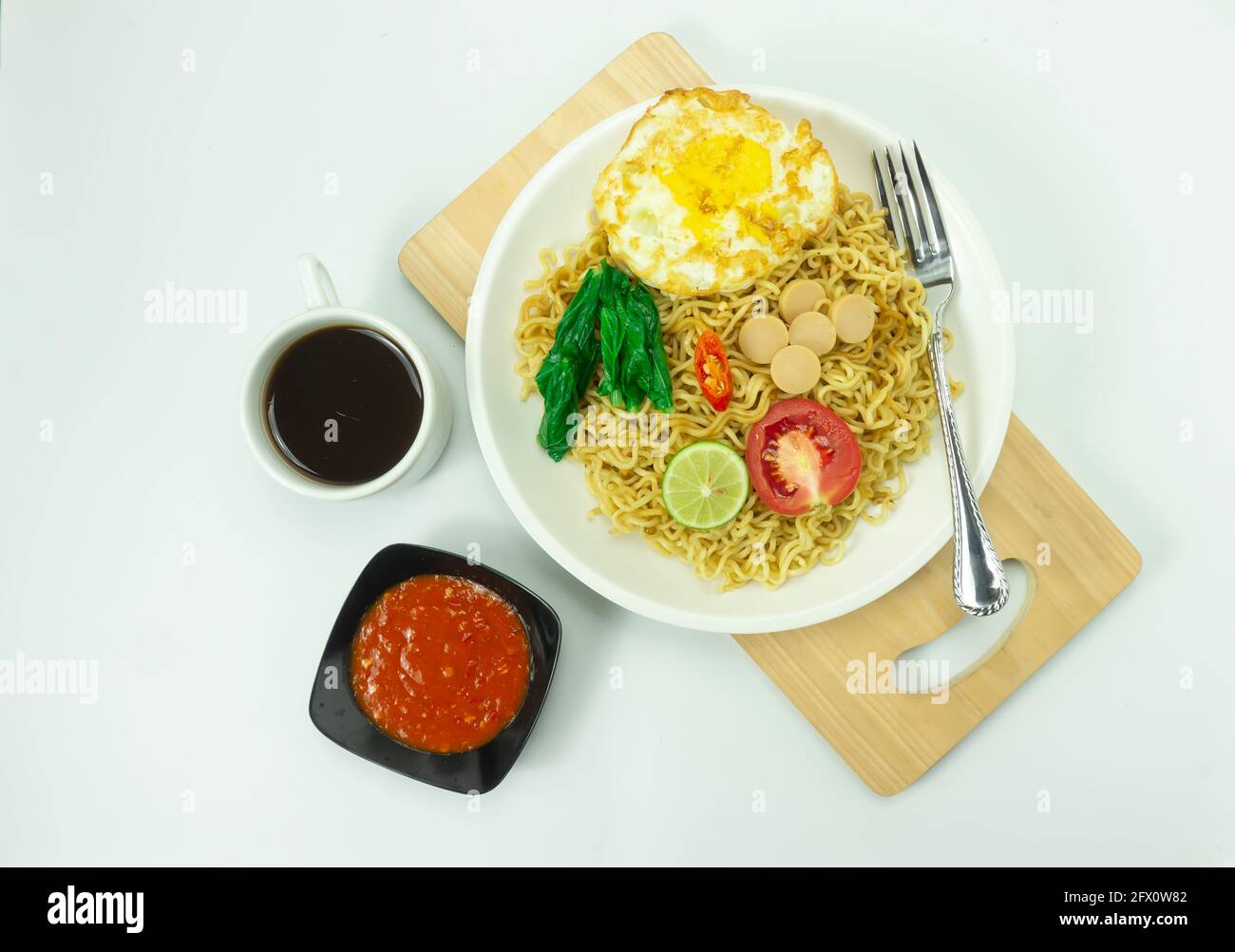 Indonesian Mie Goreng or Fried Noodle with egg traditional Indonesian ...