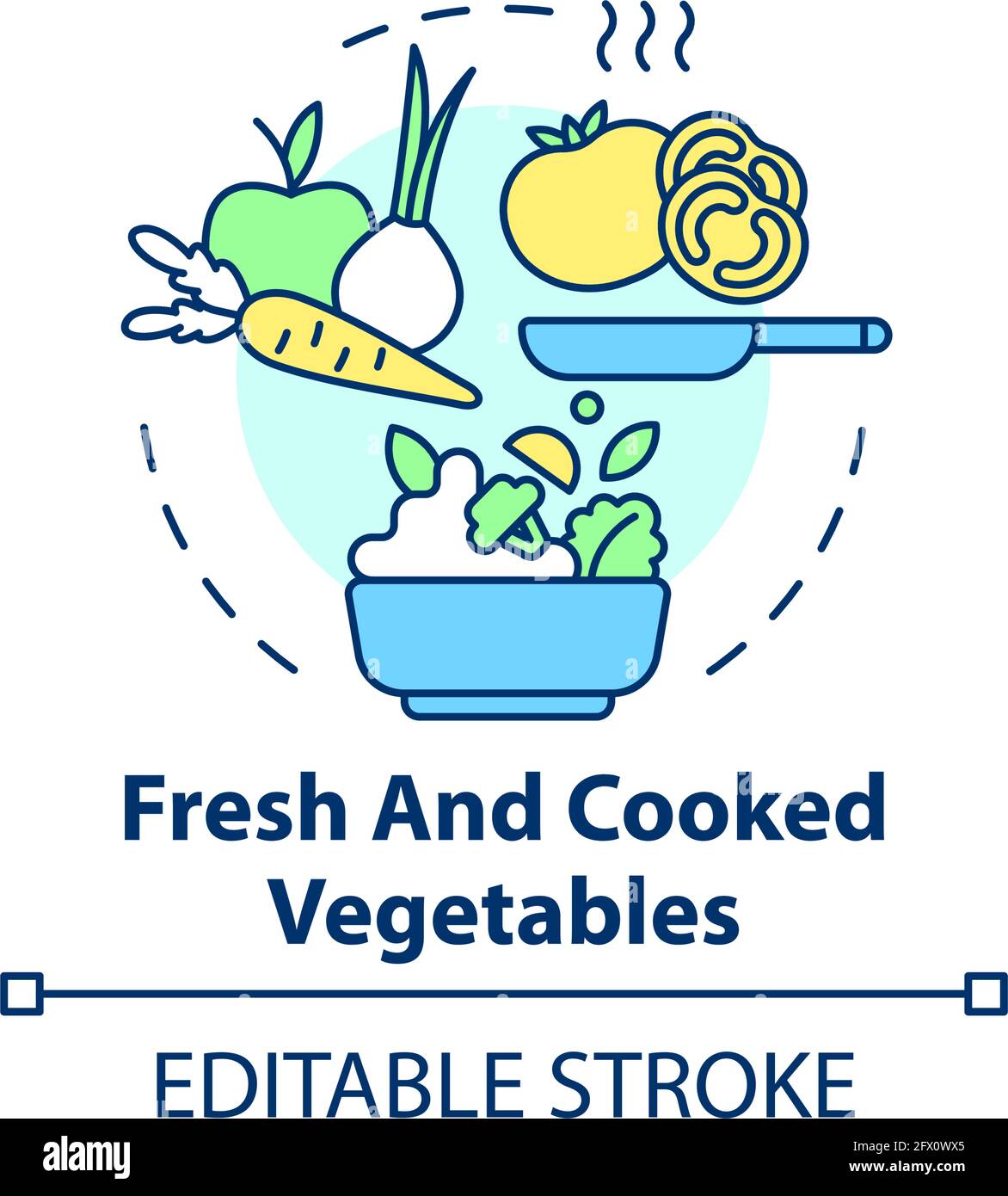 Fresh and cooked vegetables concept icon Stock Vector Image & Art - Alamy
