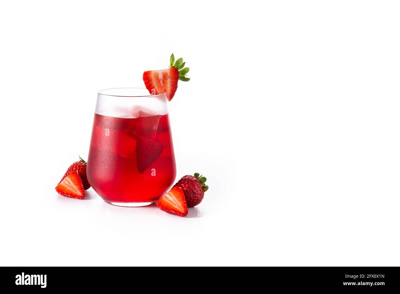 Strawberry cocktail in glass isolated on white background Stock Photo ...