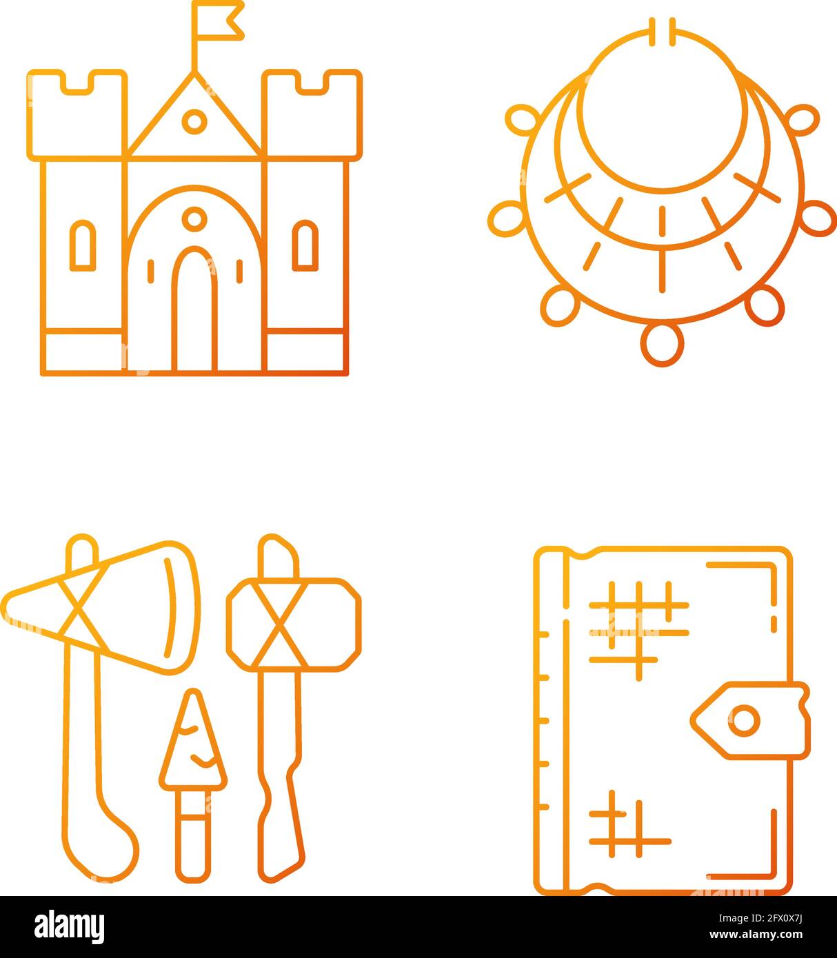 Antiquities excavation gradient linear vector icons set Stock Vector ...