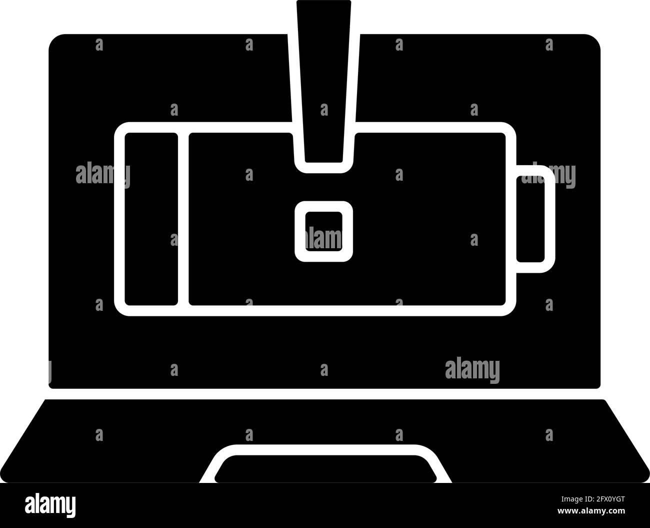 Computer does not charge black glyph icon Stock Vector Image & Art - Alamy