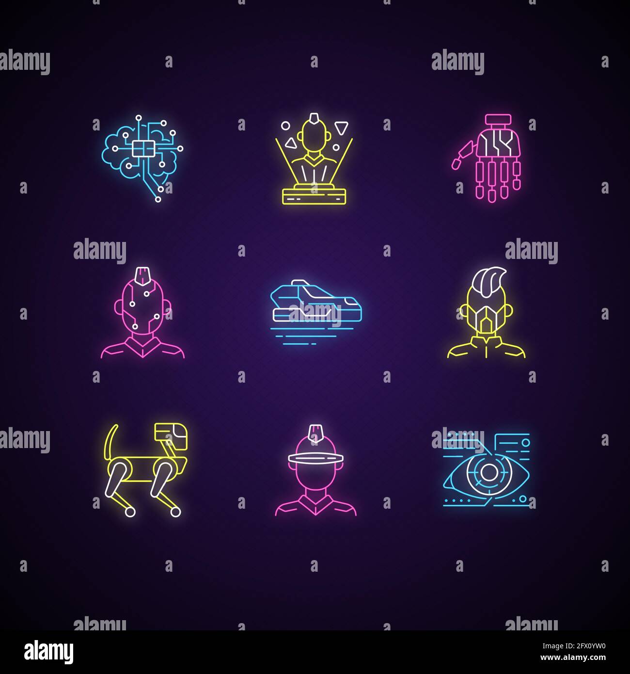 Cyberpunk attributes neon light icons set Stock Vector Image & Art - Alamy Cyberpunk attributes neon light icons set Stock Vector Image & Art - Alamy