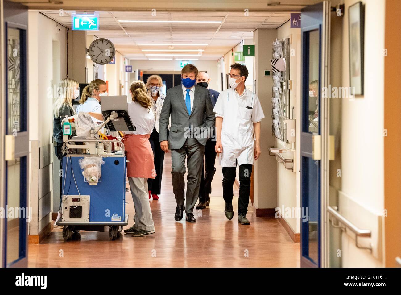King Willem Alexander during a working visit to COVID-19 aftercare ...