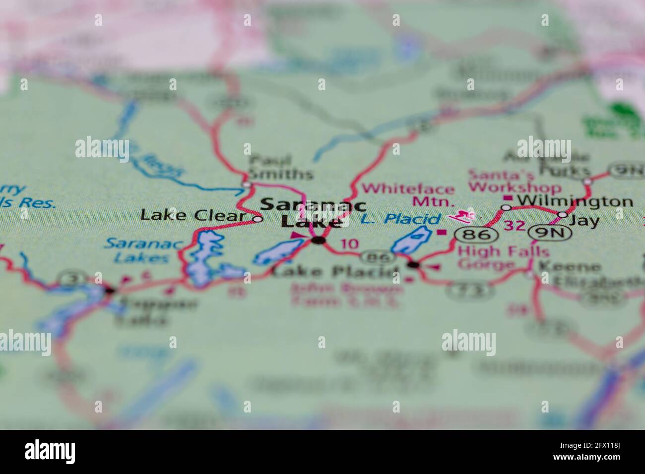 Saranac Lake New York USA Shown on a Geography map or road map Stock Photo - Alamy