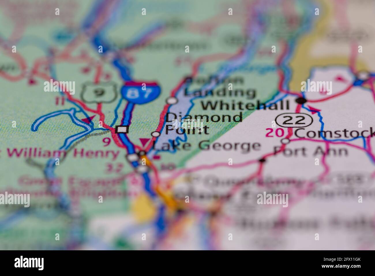 Diamond Point New York USA Shown on a Geography map or road map Stock ...
