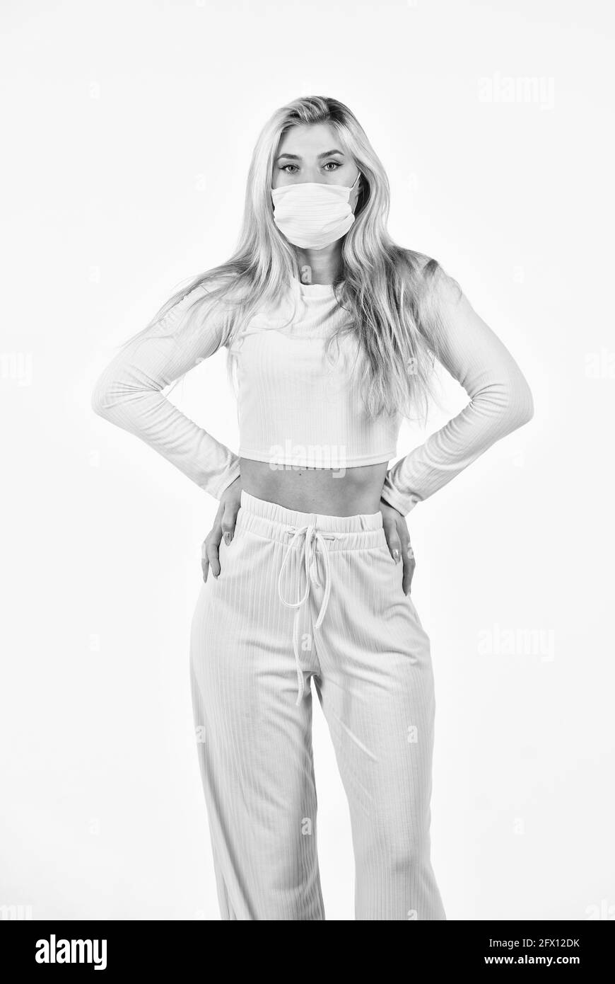 Blonde girl in white mask Black and White Stock Photos & Images - Alamy