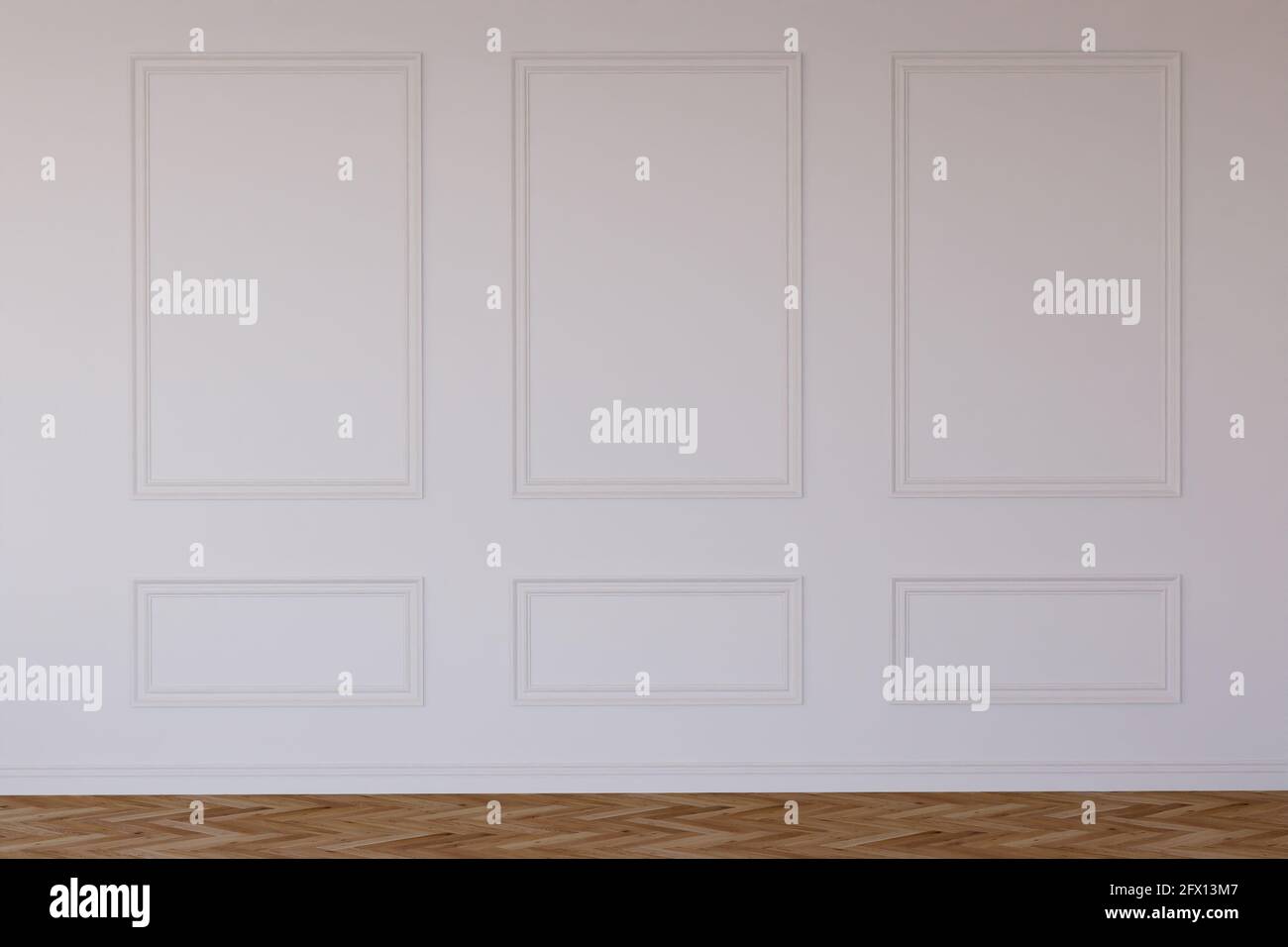 Classic empty interior wall with mouldings. Digital illustration. 3d ...