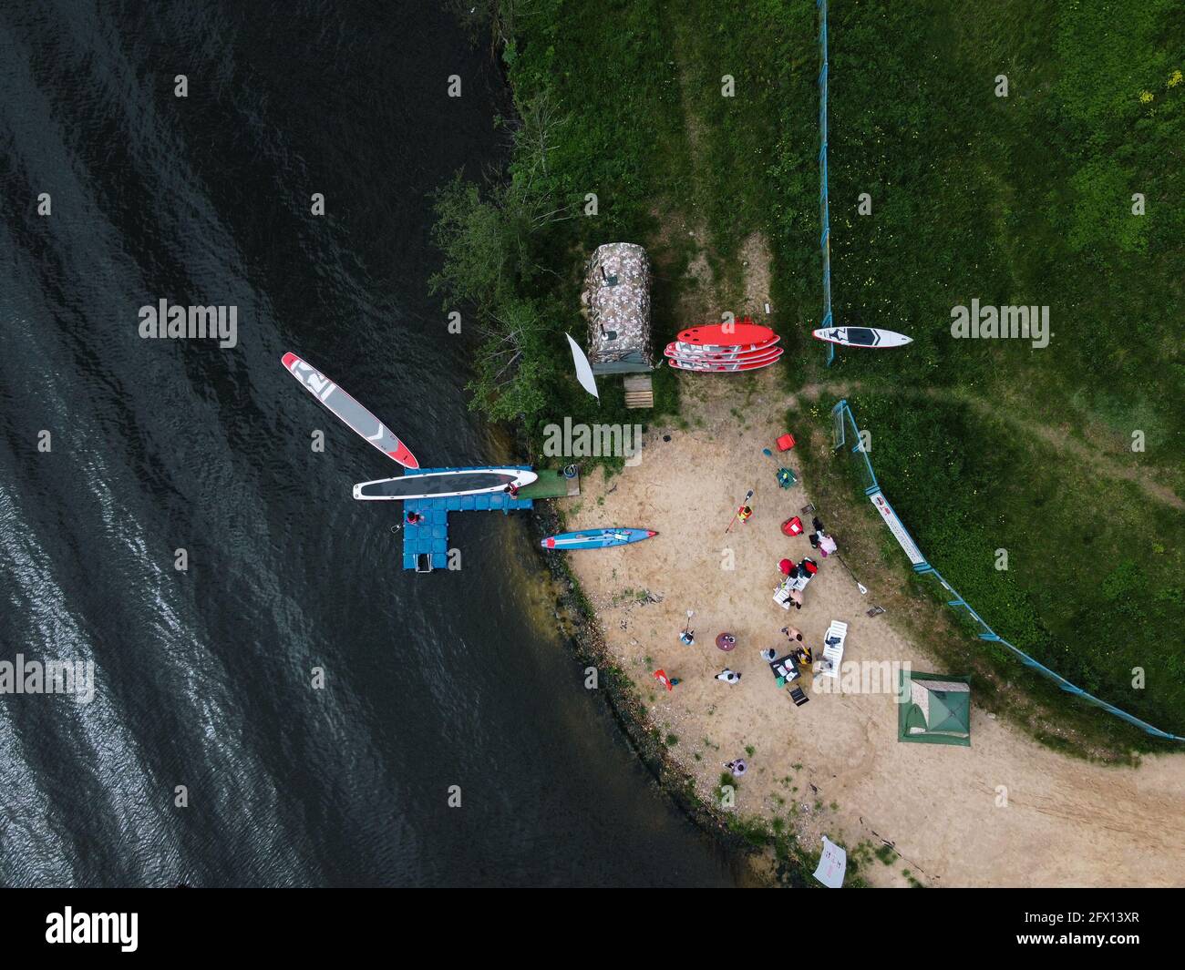 paddle board beach top view, forest lake Stock Photo - Alamy