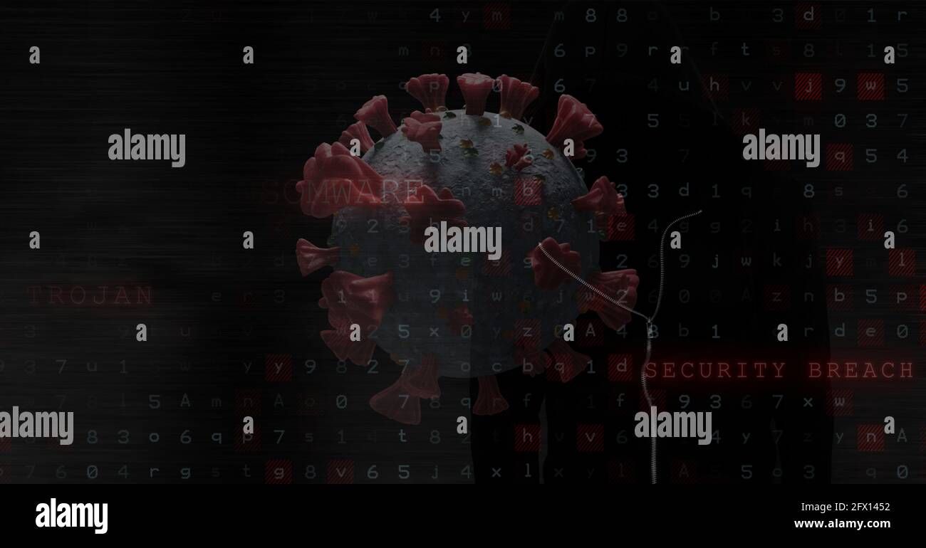 Composition of covid cell and ransomware security breach message on ...