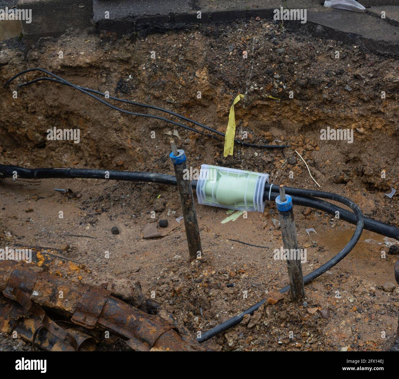 Sidewalk dug up for maintenance hi-res stock photography and images - Alamy