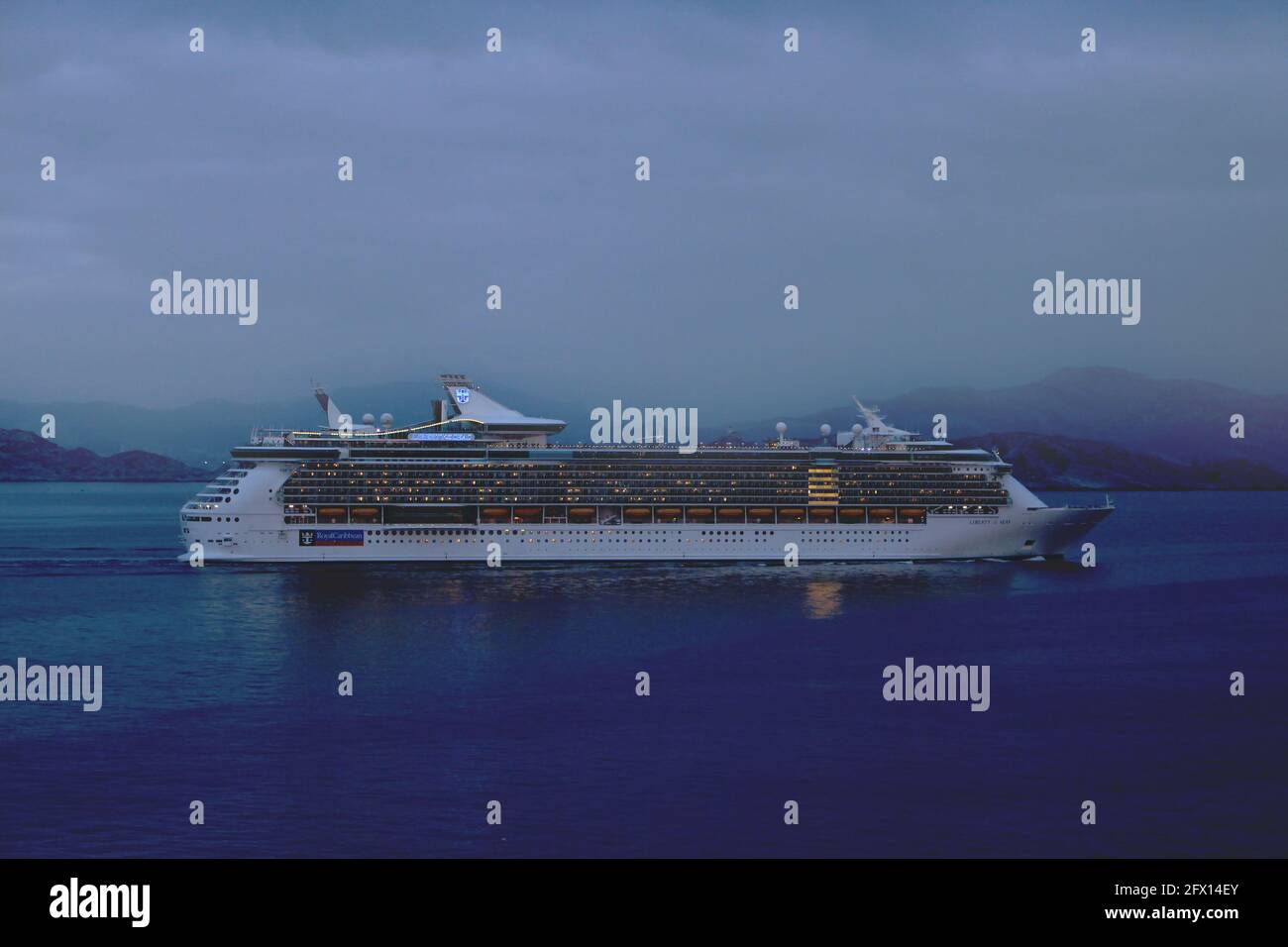 Cruise Ship at Dusk Stock Photo - Alamy