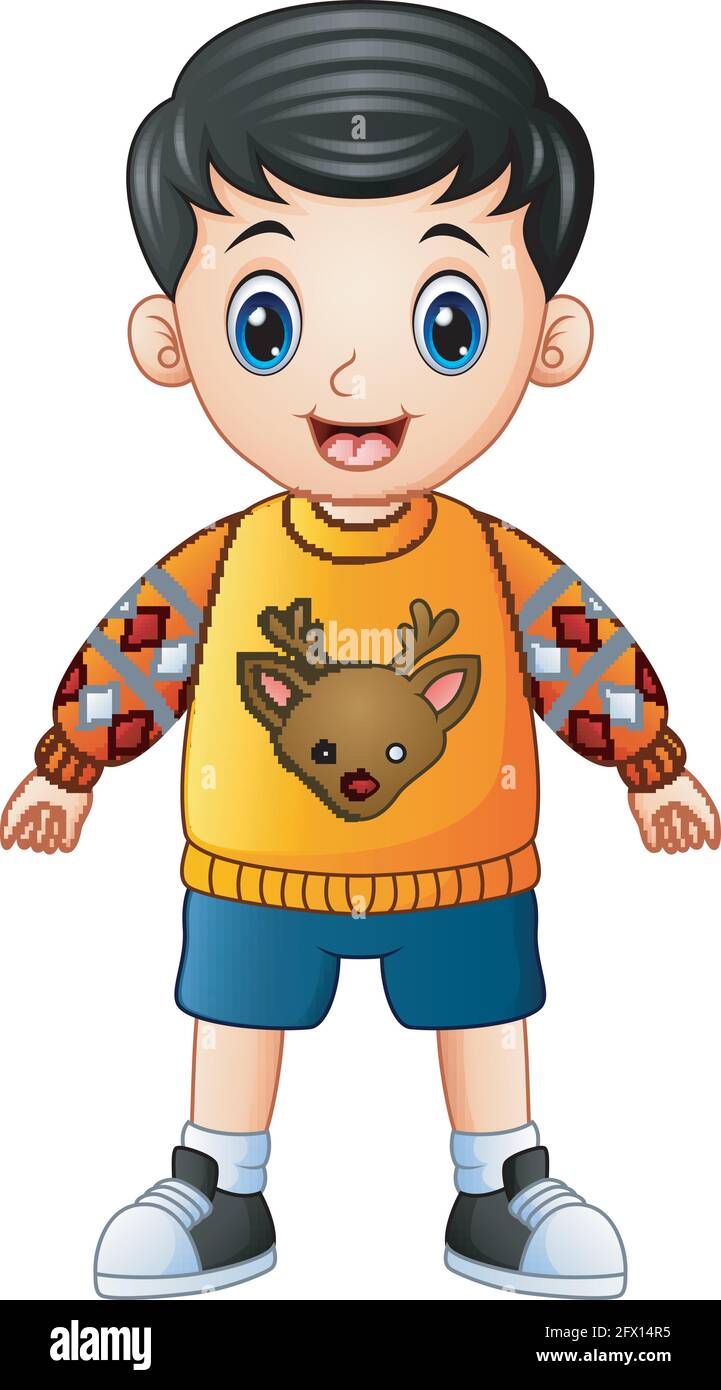 Happy boy cartoon wearing christmas sweater Stock Vector Image & Art ...