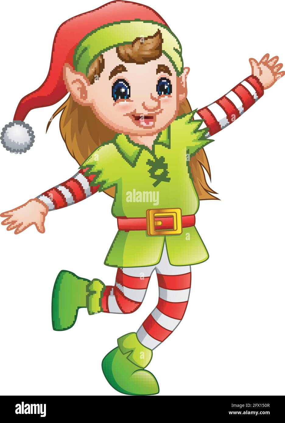 Cartoon happy christmas elf illustration Stock Vector Image & Art - Alamy
