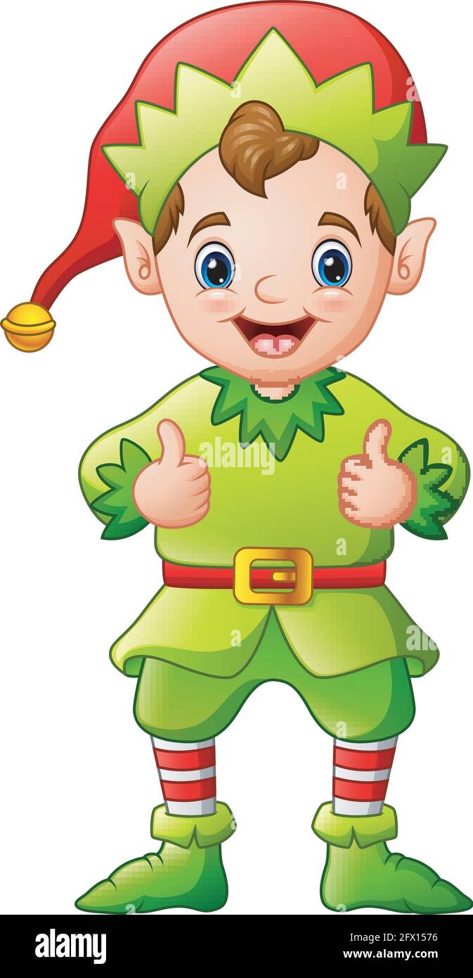Cartoon Christmas elf giving a thumbs up Stock Vector Image & Art - Alamy