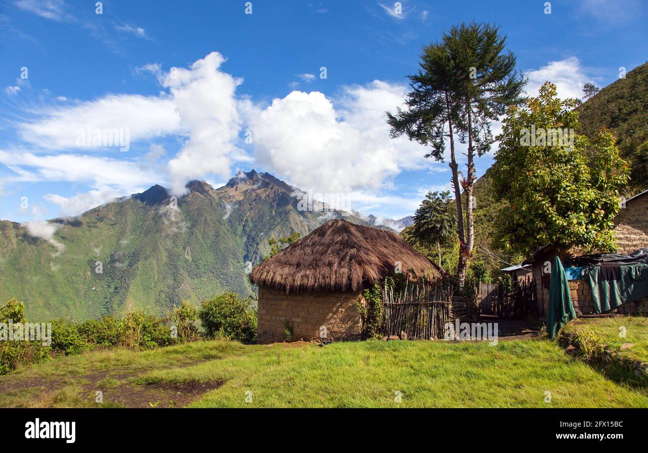 beautiful house home building, view from Choquequirao trekking trail ...