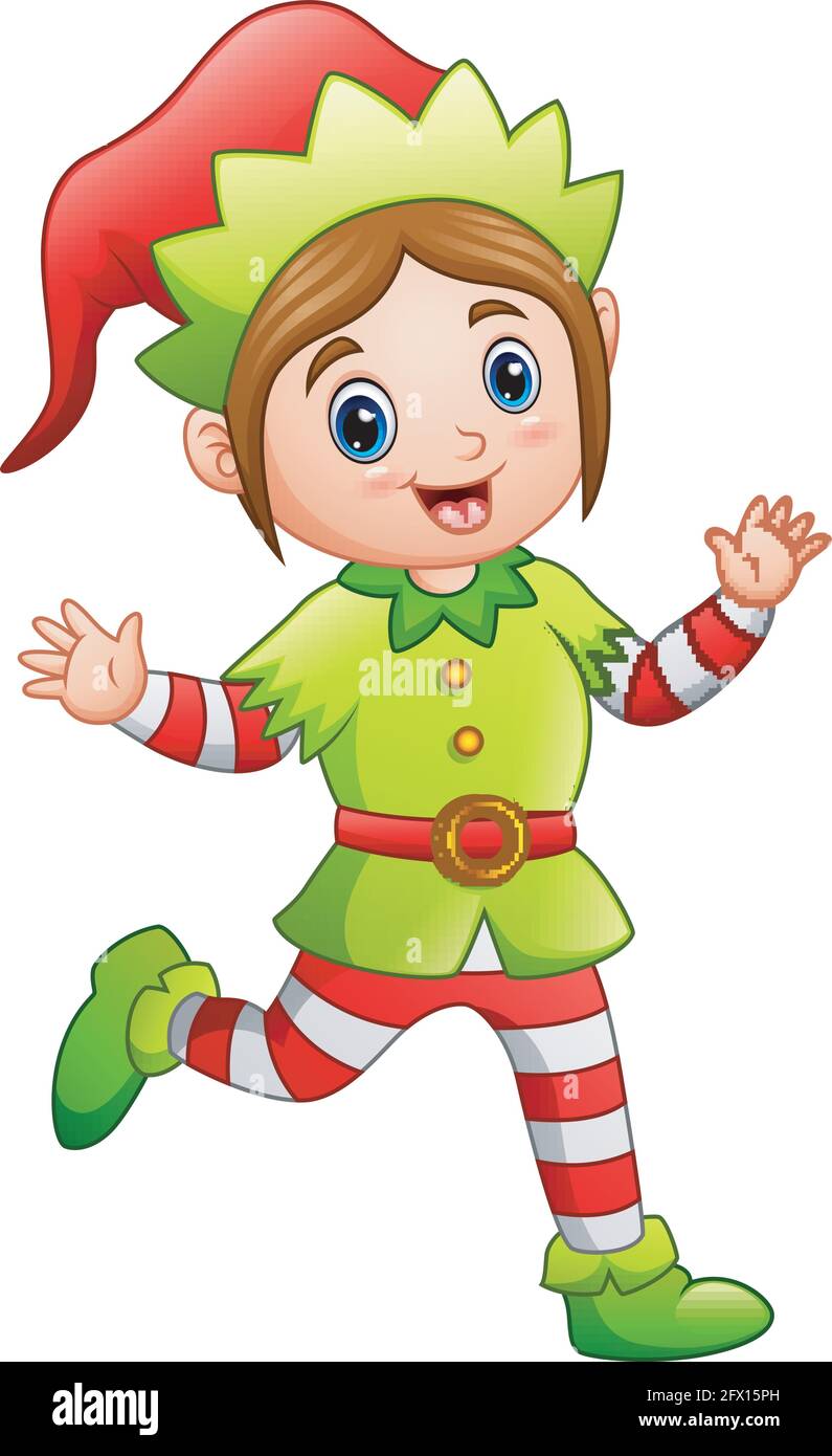 Cartoon happy christmas elf illustration Stock Vector Image & Art - Alamy