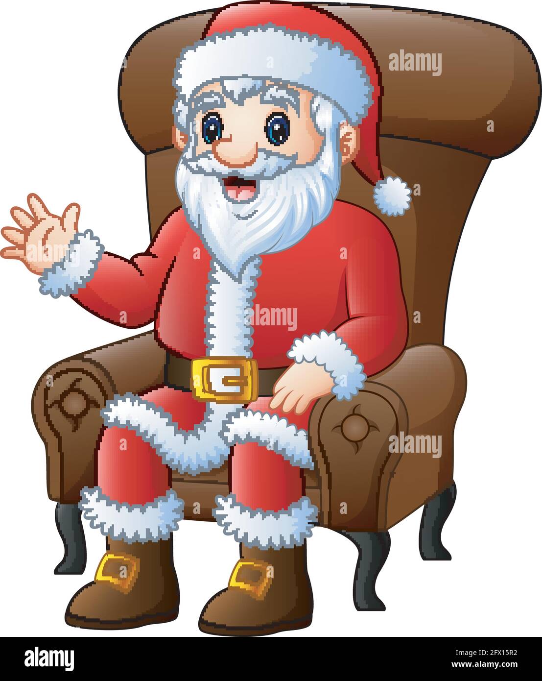 Cartoon santa claus sitting in armchair on a white background Stock ...
