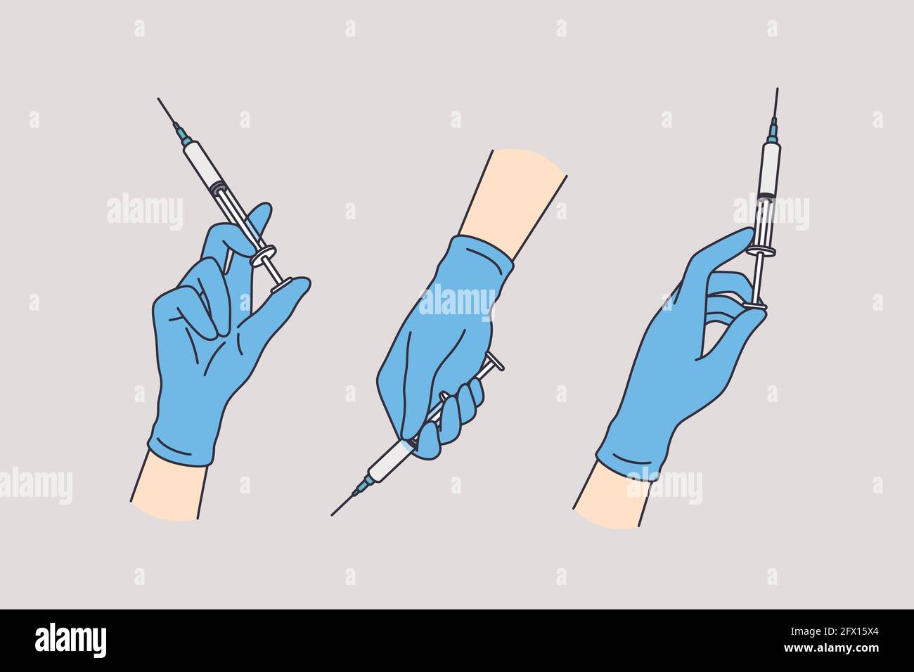 Healthcare and medicine concept. Human hands in blue medical gloves ...