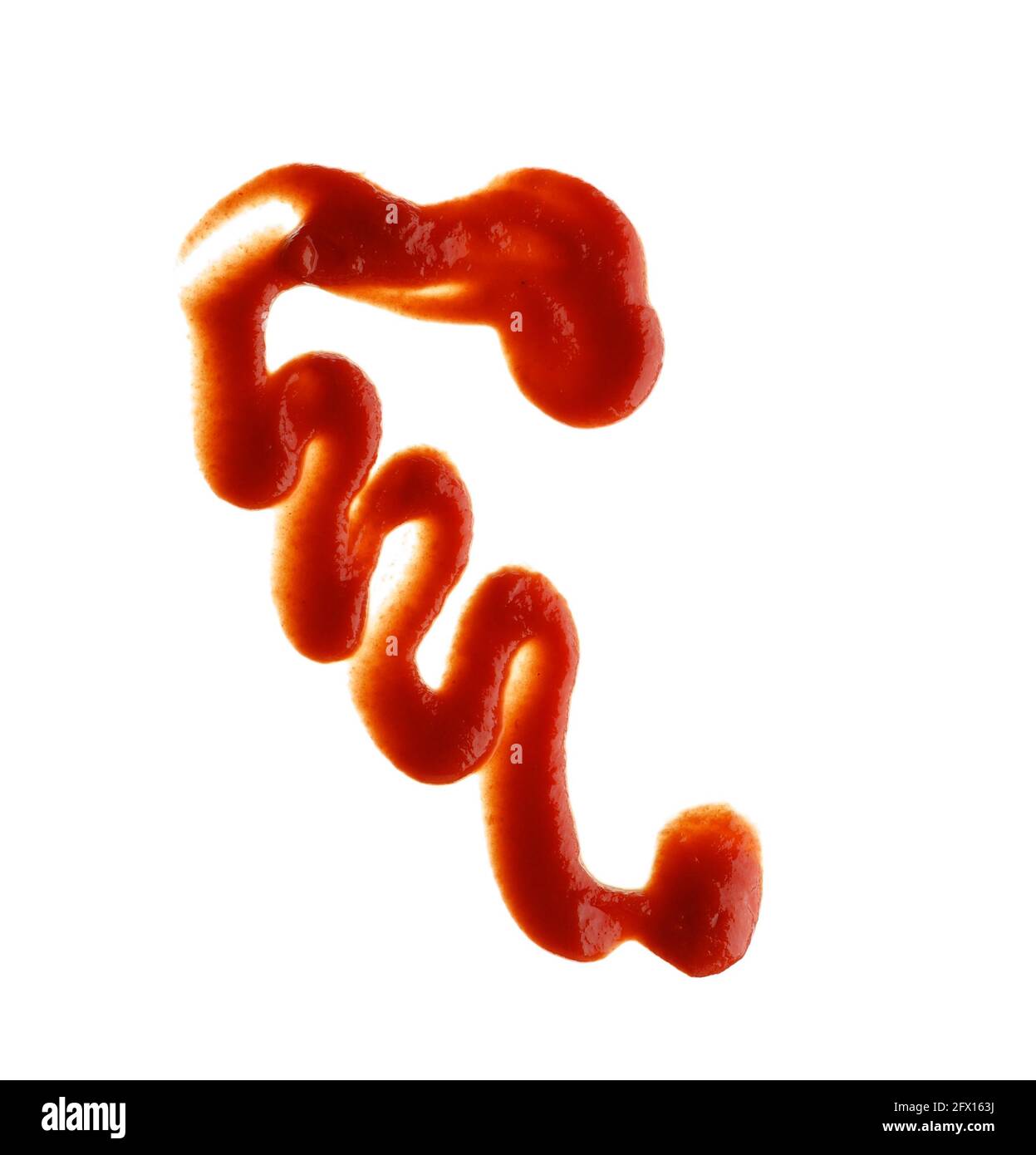 spilled tomato sauce, liquid isolated on white background, close up ...