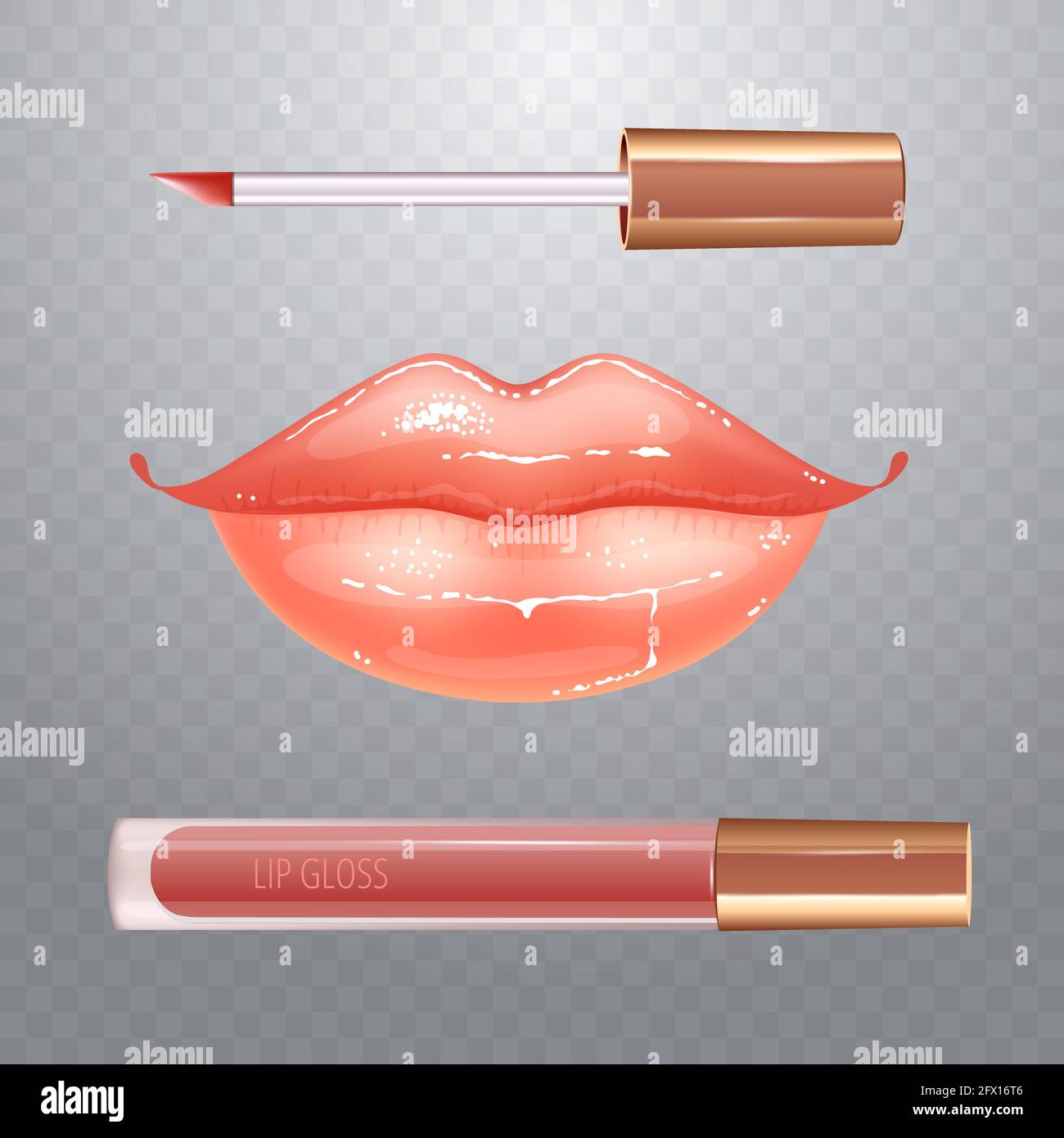 Make-up set for lips with realistic glossy shining lips and liquid ...