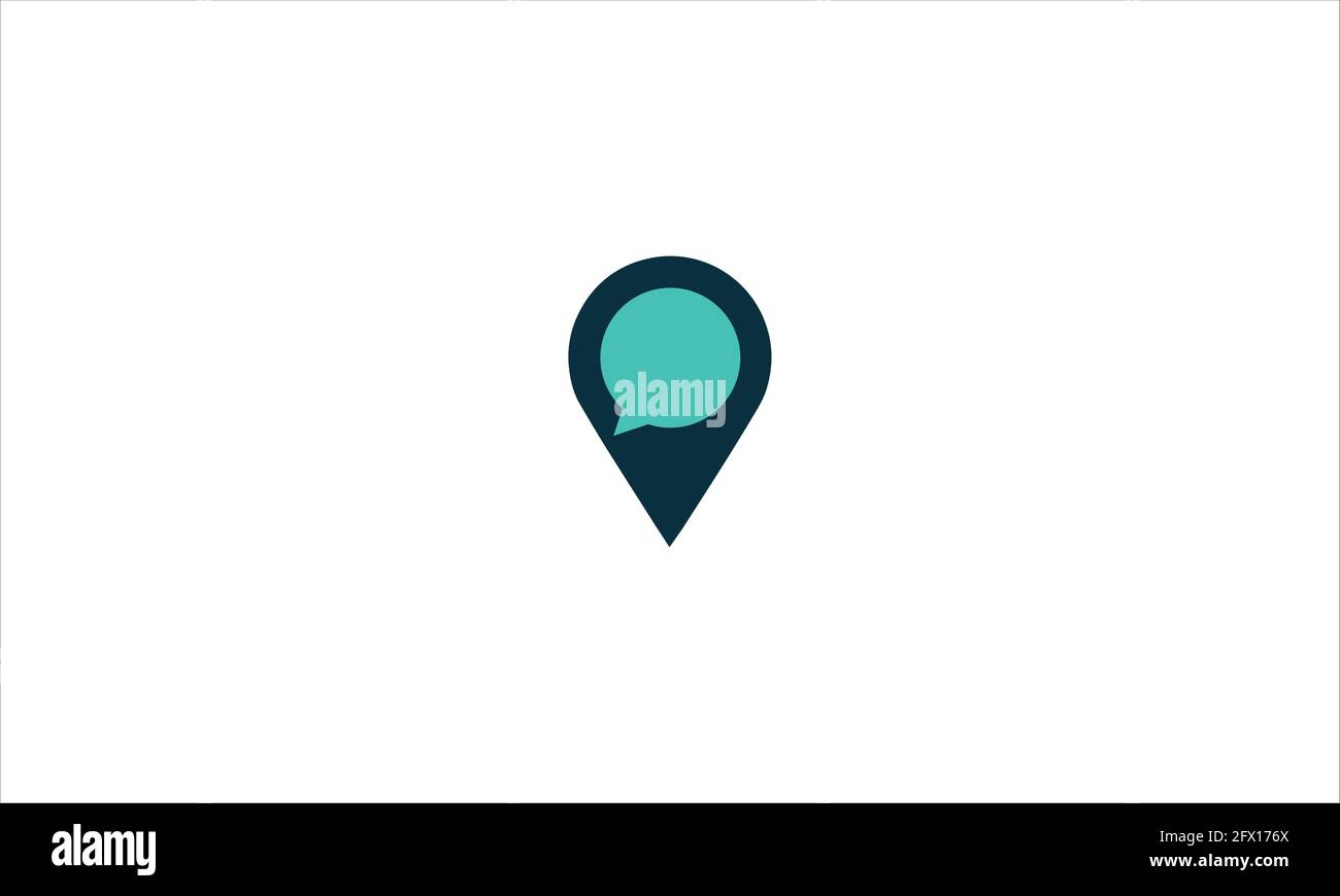Modern creative full color pin map location chat icon logo design ...