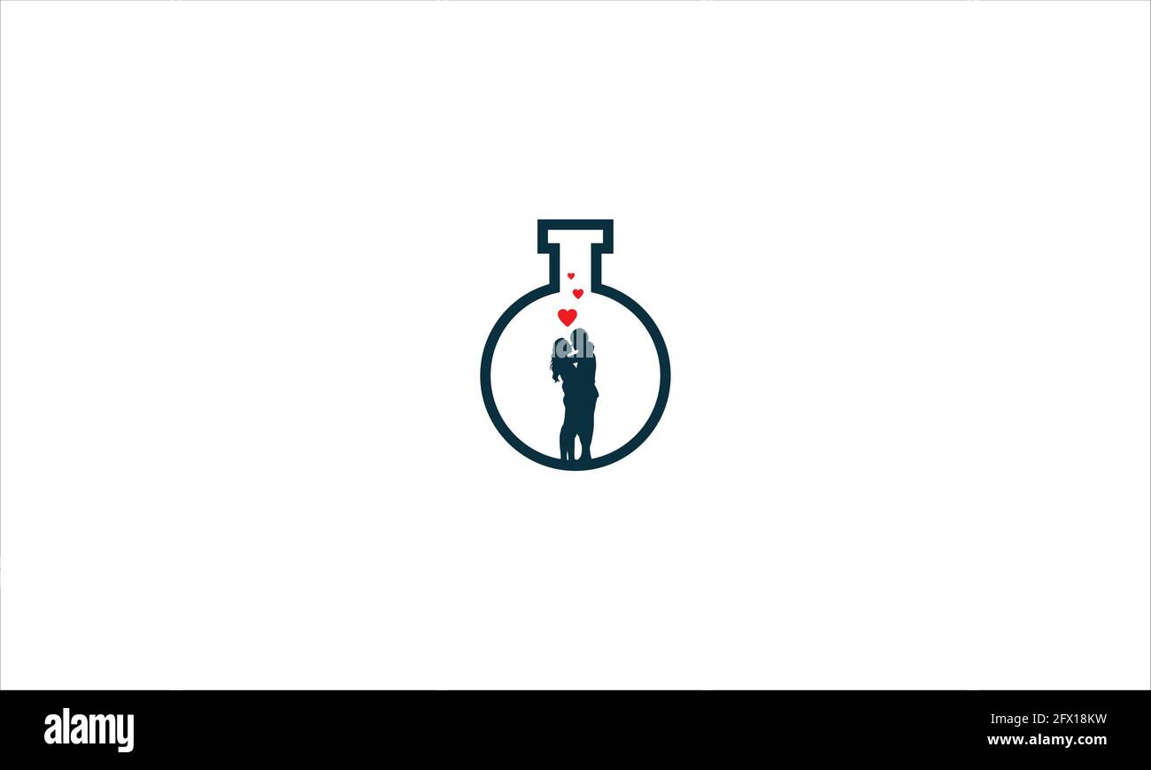 Flask with romantic love couple icon in flat style isolated on white ...