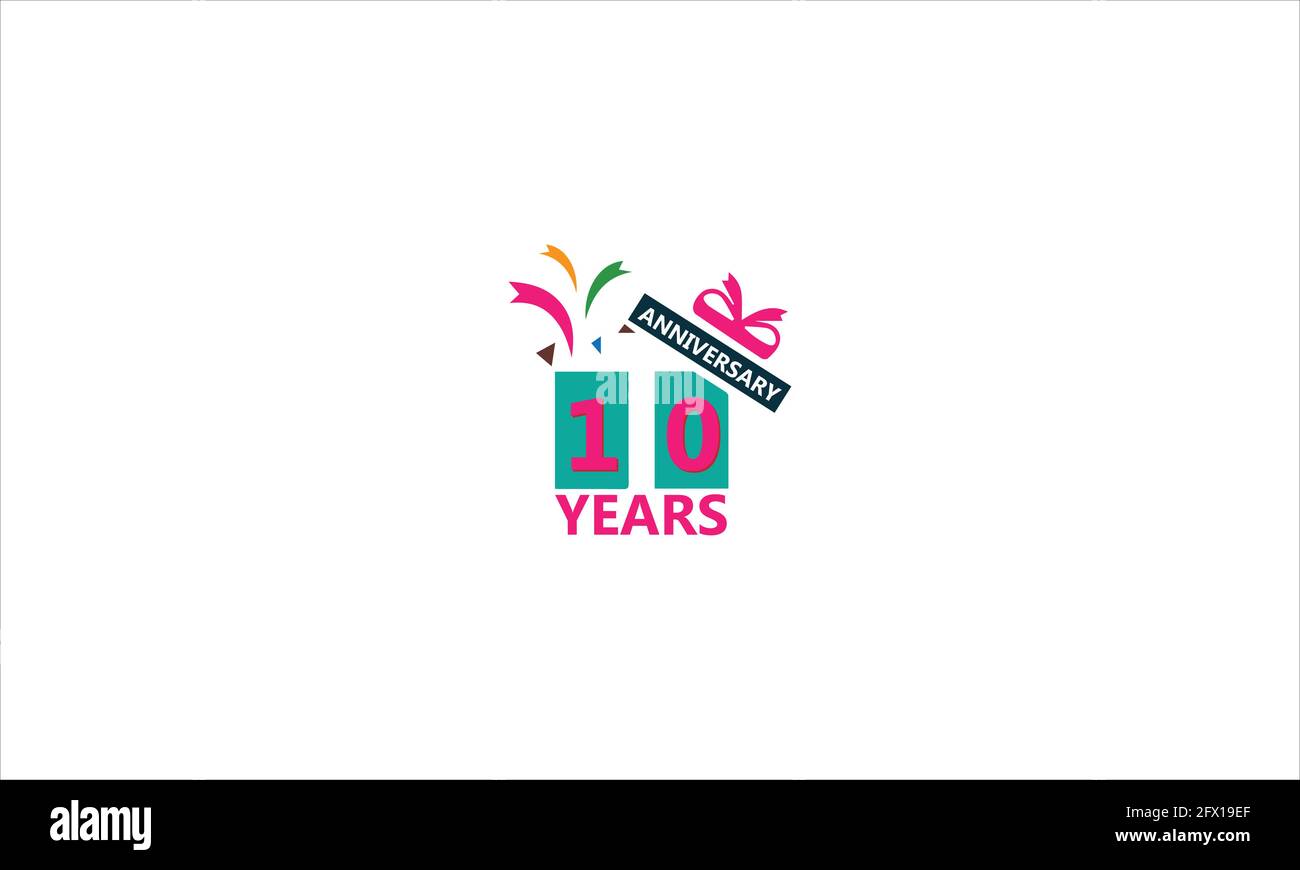 Ten years of anniversary logo with multiple line style gift for ...