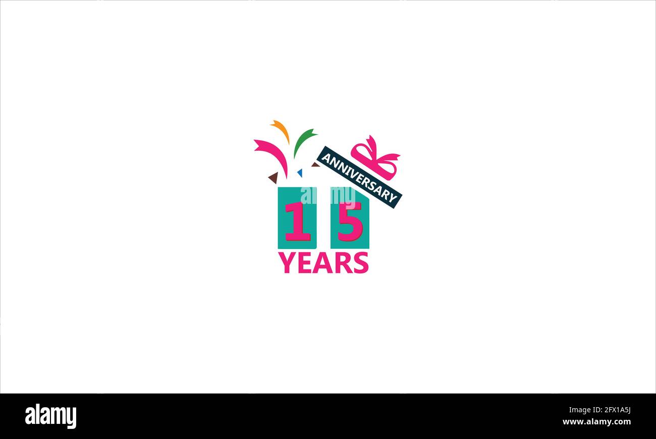 Fifteen years of anniversary logotype with multiple line style gift for ...