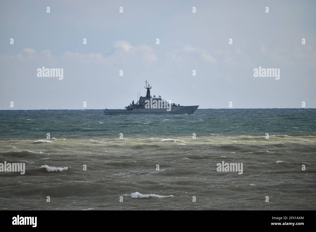 Royal Navy River Class Patrol Vessel HMS Mersey off Seaford Beach Stock ...