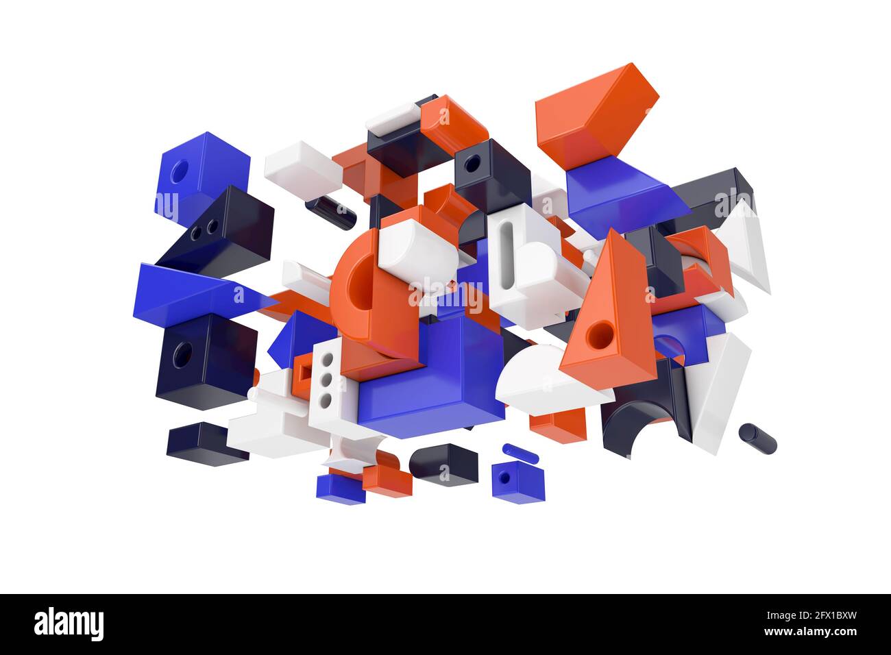 Abstract Colorful Geomerical Blocking Shapes Dynamic Moves on a white ...