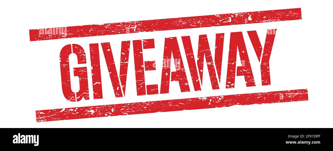 GIVEAWAY text on red grungy rectangle stamp sign Stock Photo - Alamy