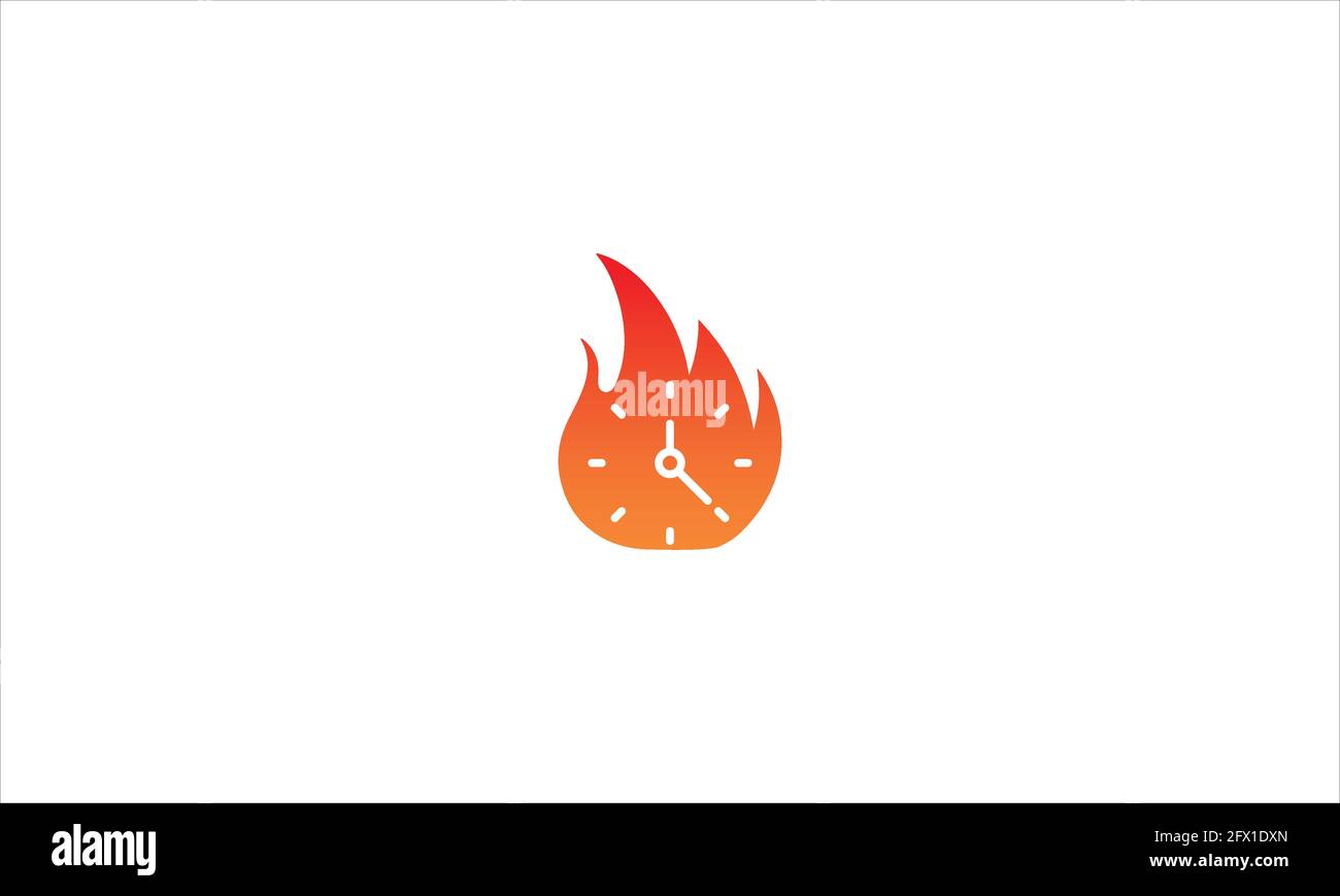 Fire clock icon logo in flat design vector template illustration Stock ...