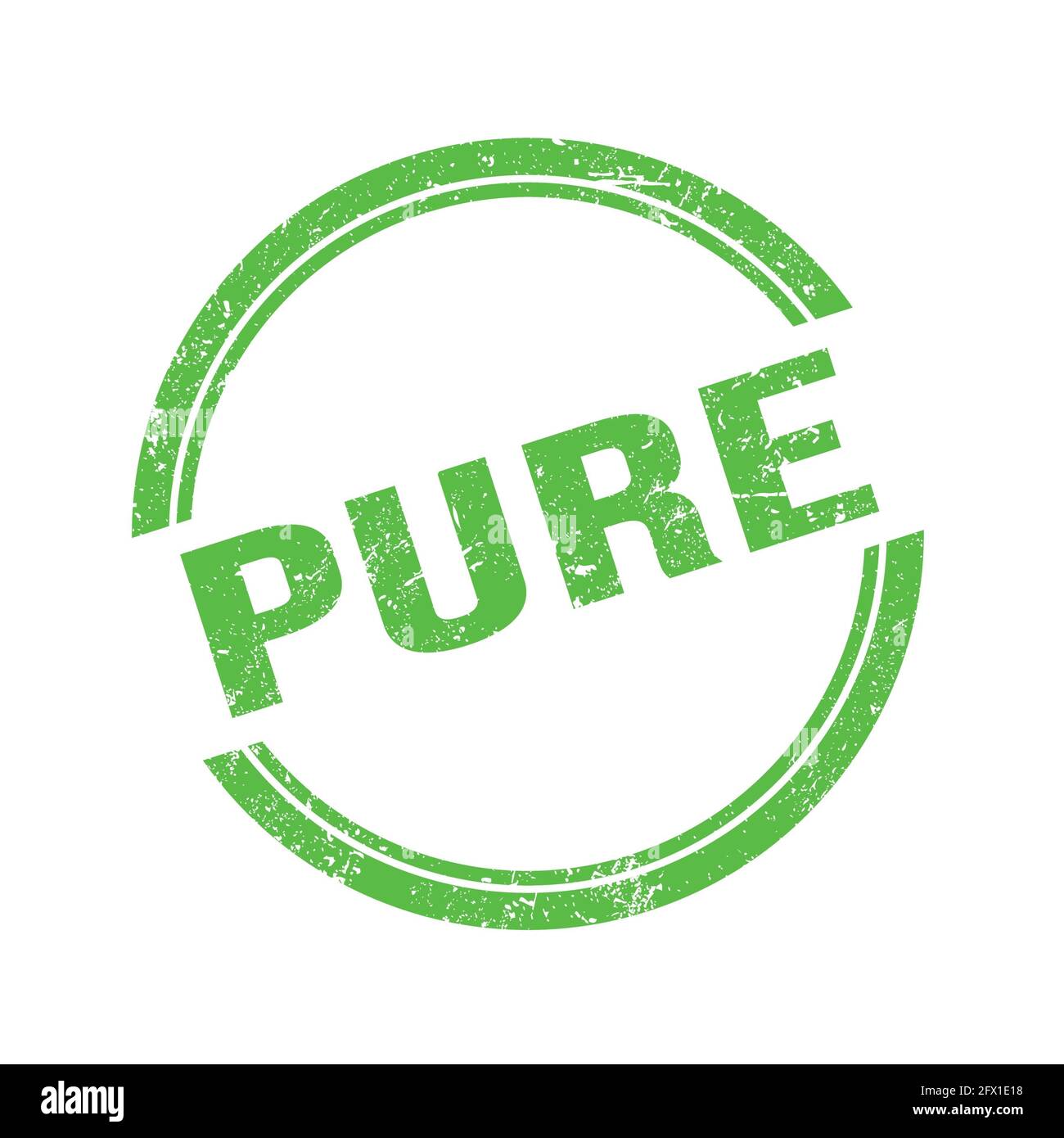 PURE text written on green grungy vintage round stamp Stock Photo - Alamy