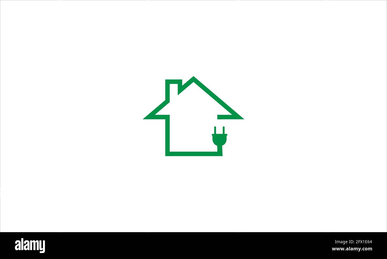 Plug Electric house icon logo in flat design vector illustration ...