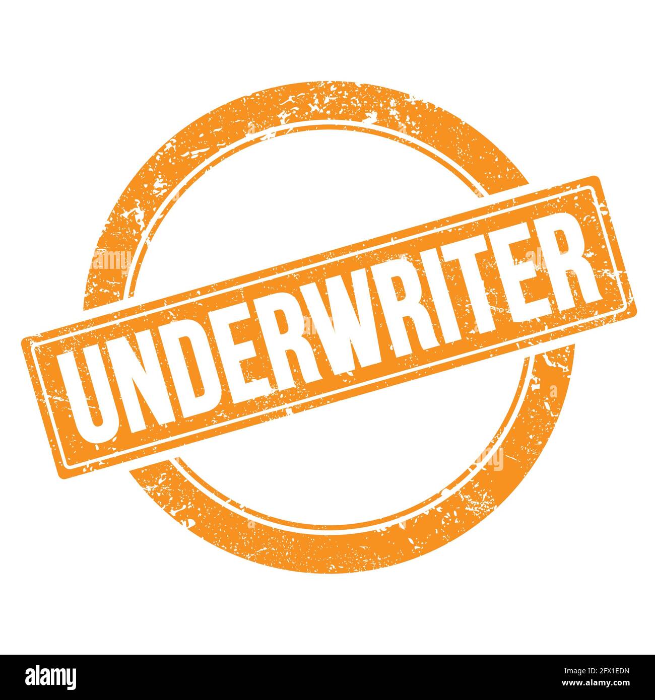 UNDERWRITER text on orange grungy round vintage stamp Stock Photo - Alamy
