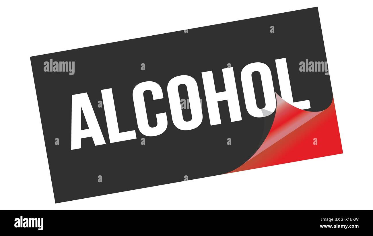 ALCOHOL text written on black red sticker stamp Stock Photo - Alamy