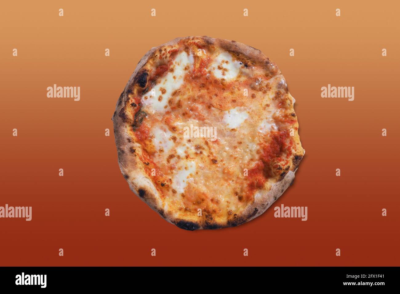 pizza margherita over matching colour gradient background Stock Photo ...