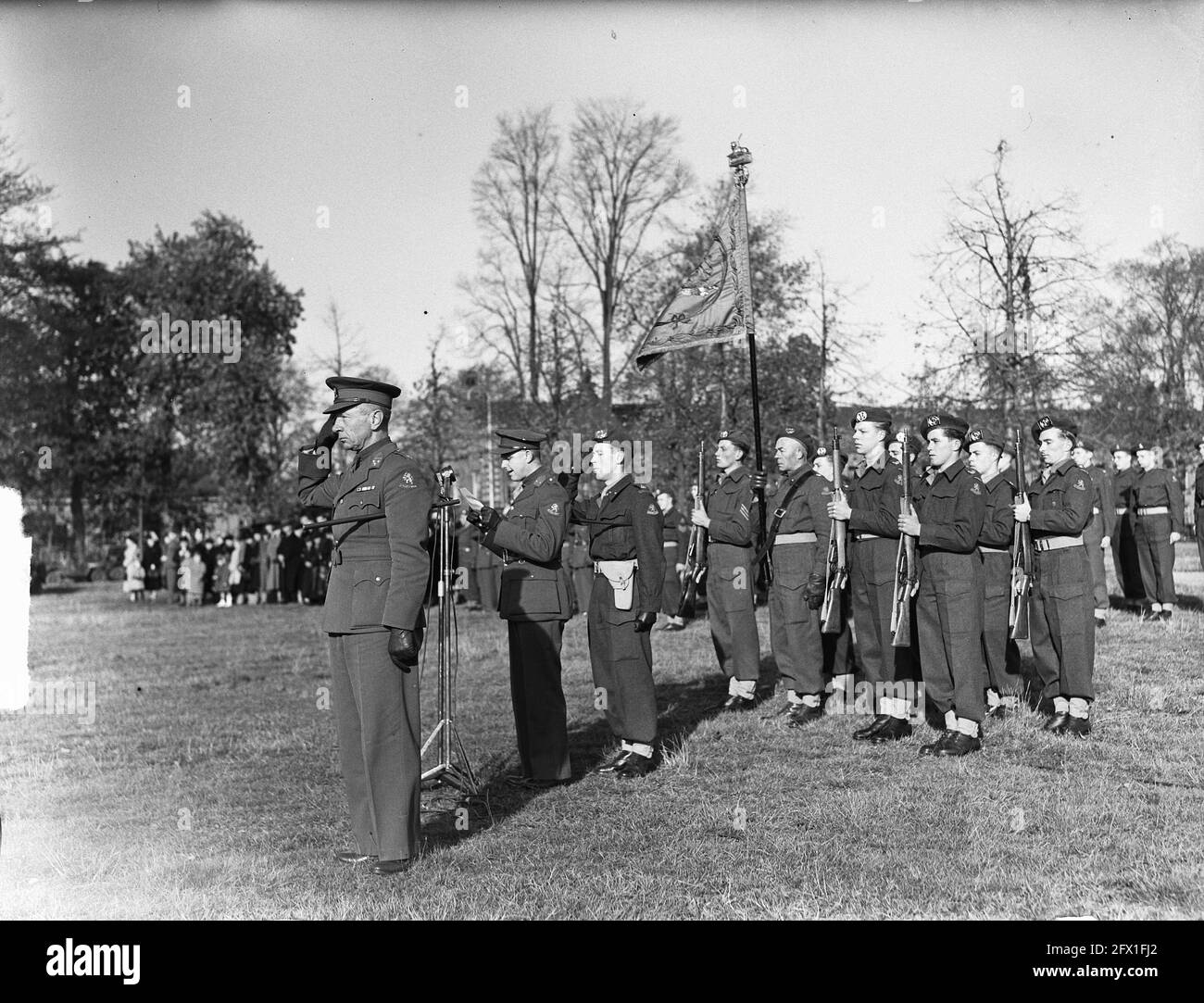 Royal Netherlands Army. Speech commander with banner, October 28, 1948 ...