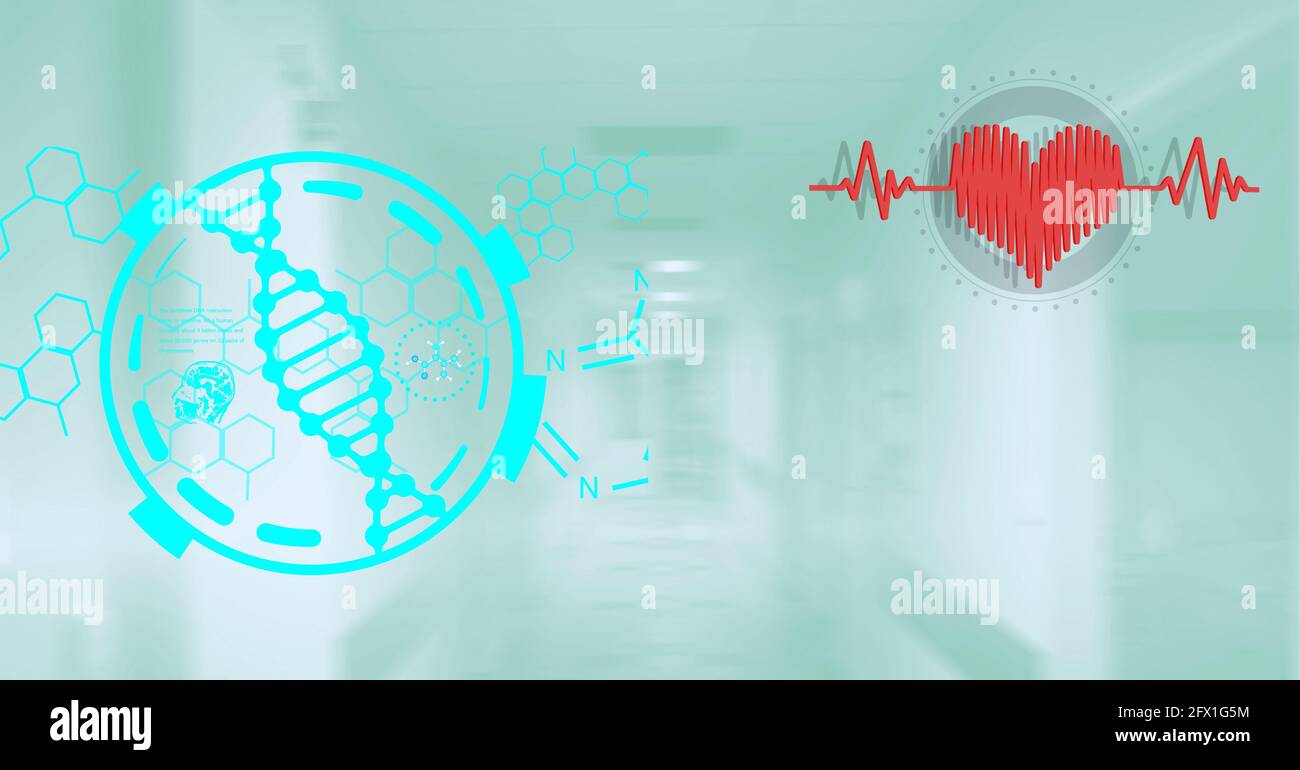 Animation dna strand over heart hi-res stock photography and images - Alamy