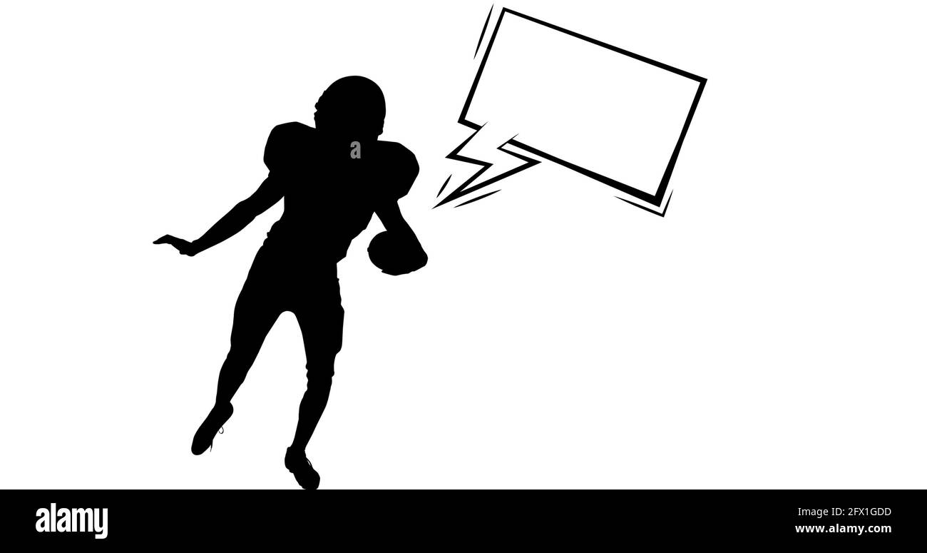 Composition Of Silhouette Of American Football Player And Speech Bubble