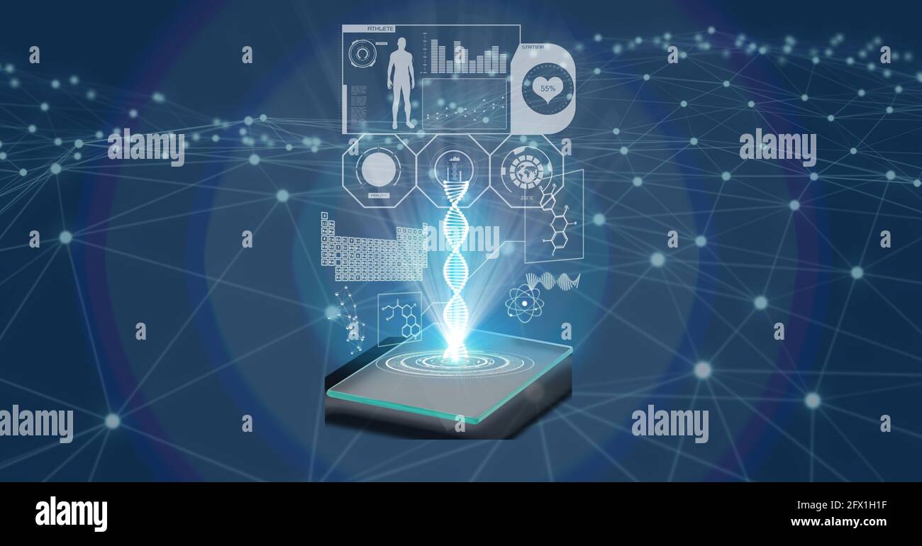 Composition of interactive screen with medical data processing Stock ...