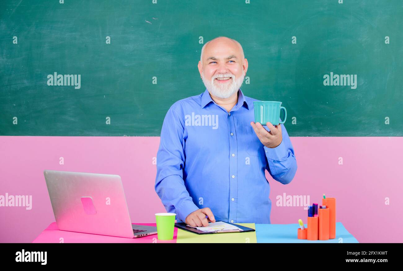 School teacher programming with laptop. Programming web development ...