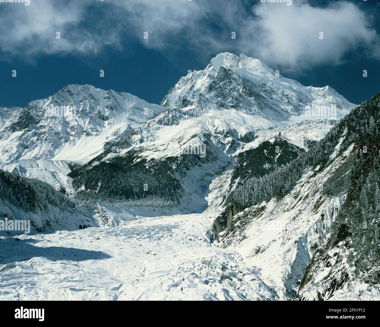 High-definition background map of high mountains and flowing water ...