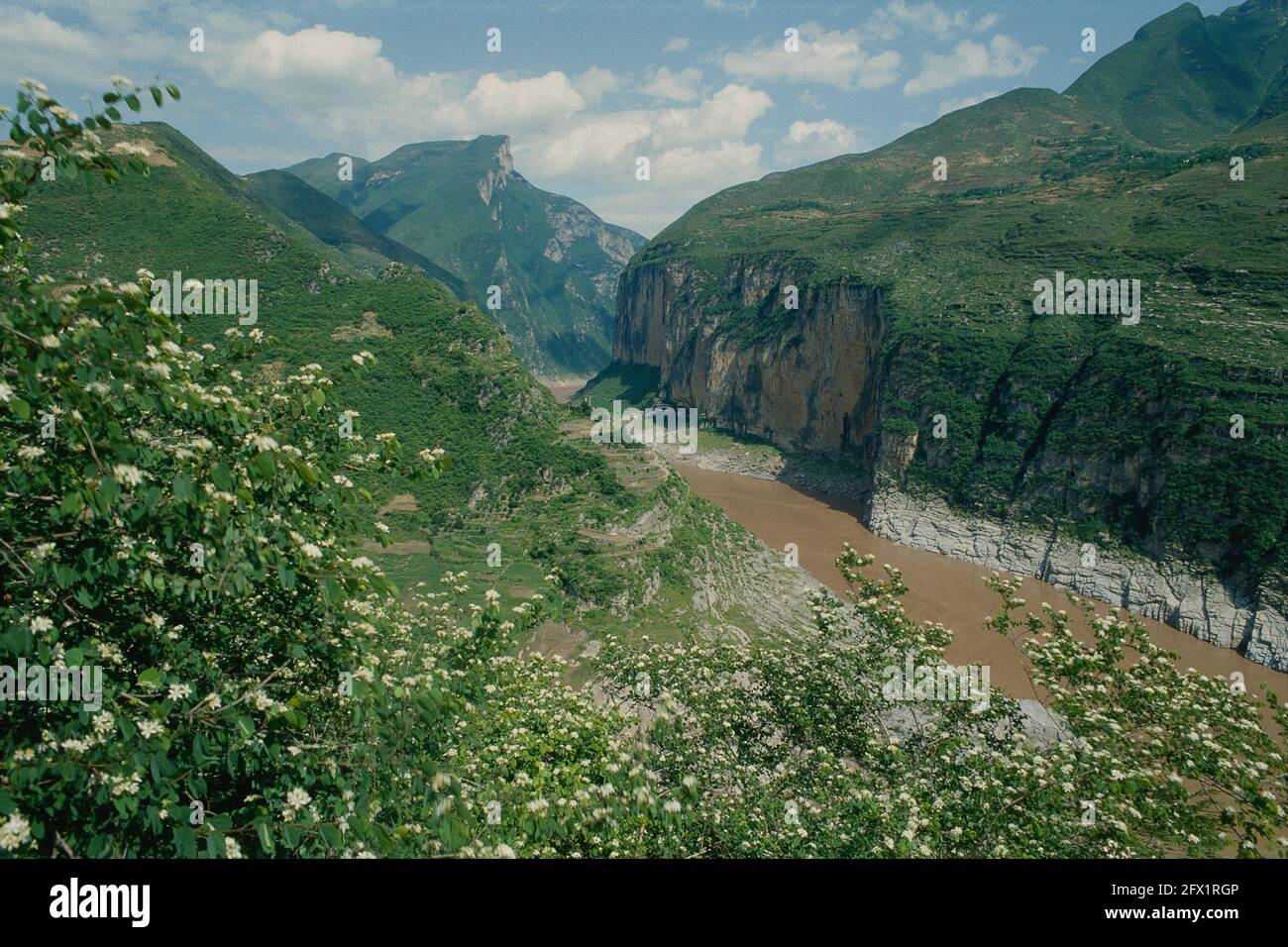 High-definition background map of high mountains and flowing water ...