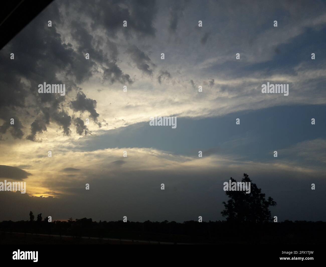 Beautiful cloudy sky with sun rays. Cloudy abstract background. Sunset ...