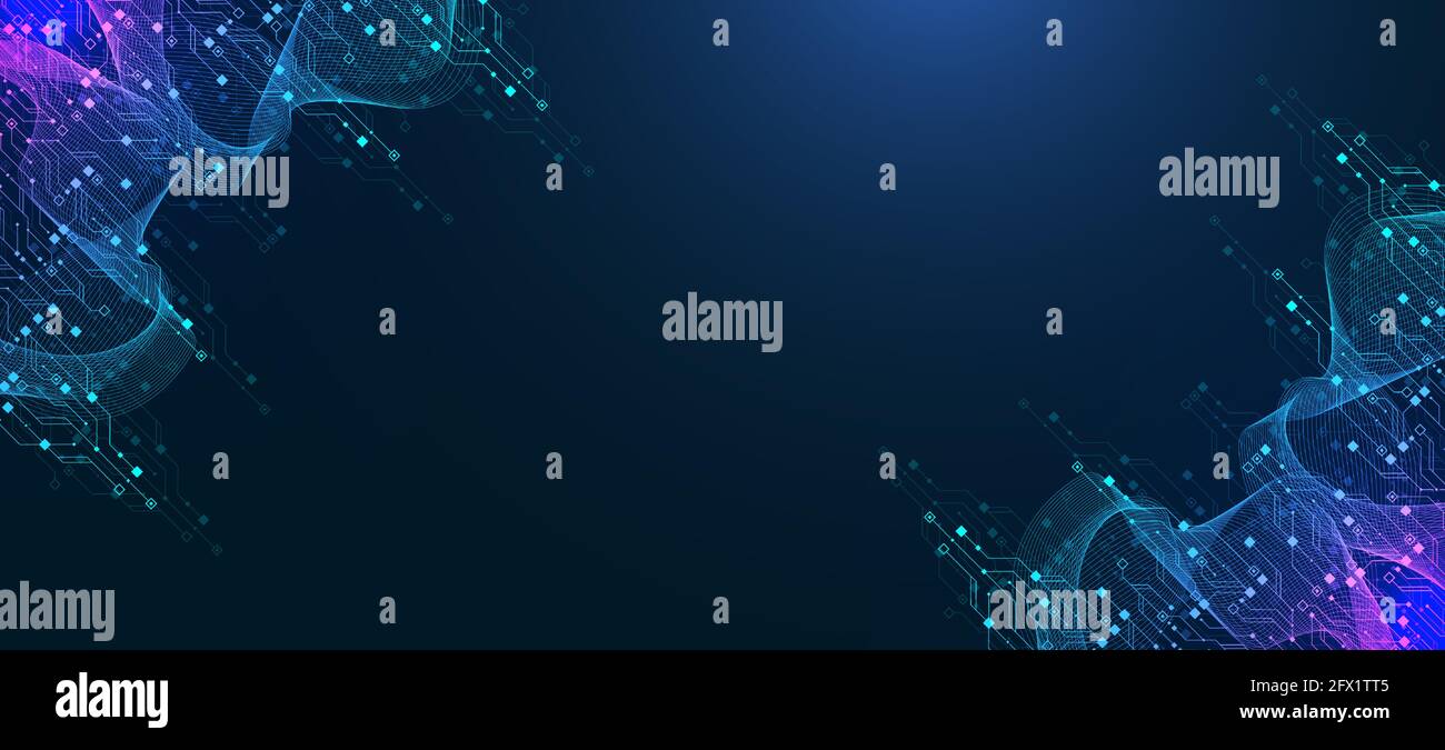 Modern technology circuit board texture background design. Quantum computer technologies ...