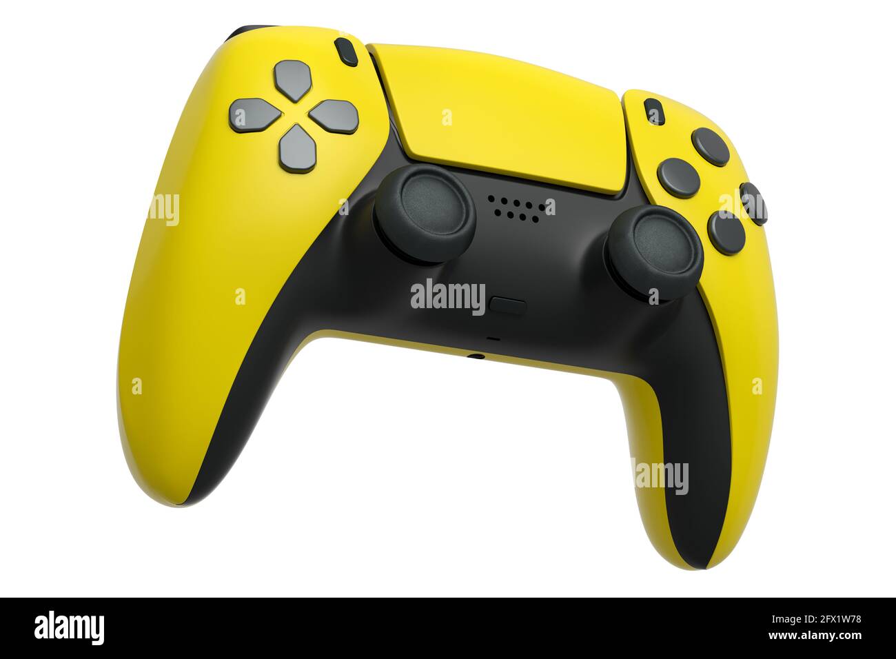 Realistic yellow video game joystick on white background Stock Photo ...