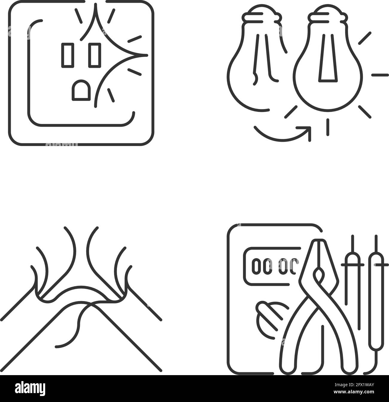 Electrician service linear icons set Stock Vector Image & Art - Alamy